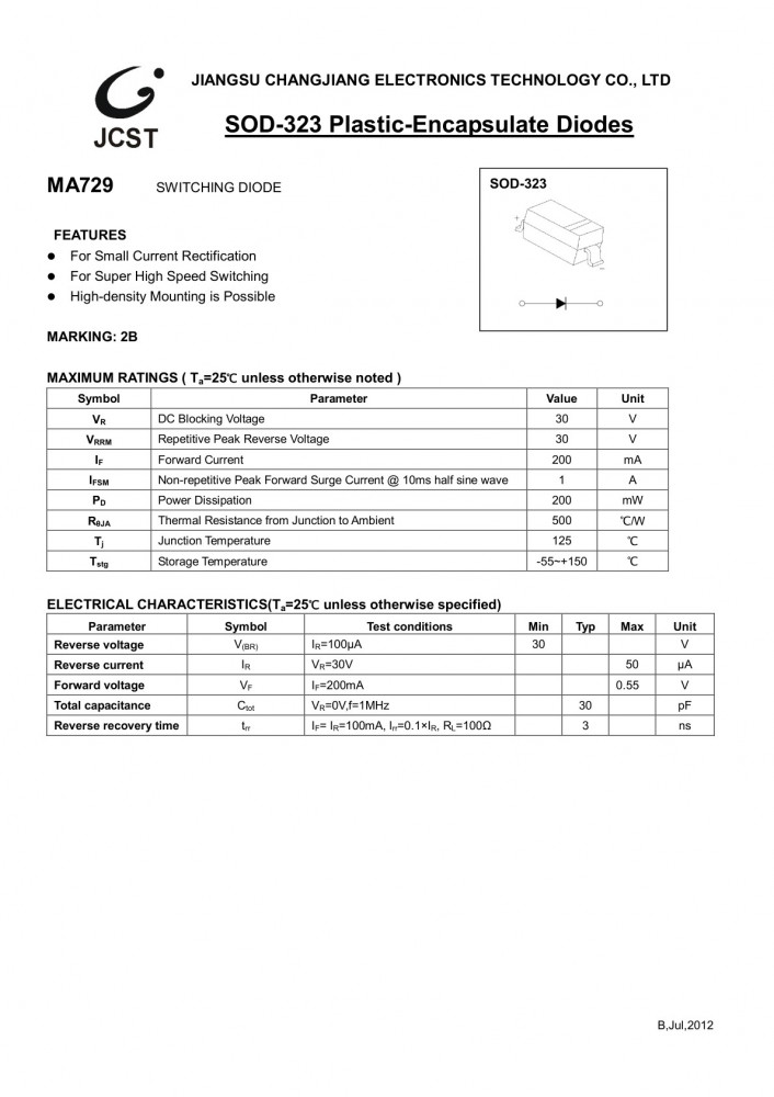JSCJ MA729 switching diode datasheet page