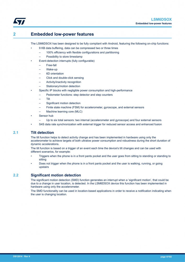LSM6DSOX technical document page 4