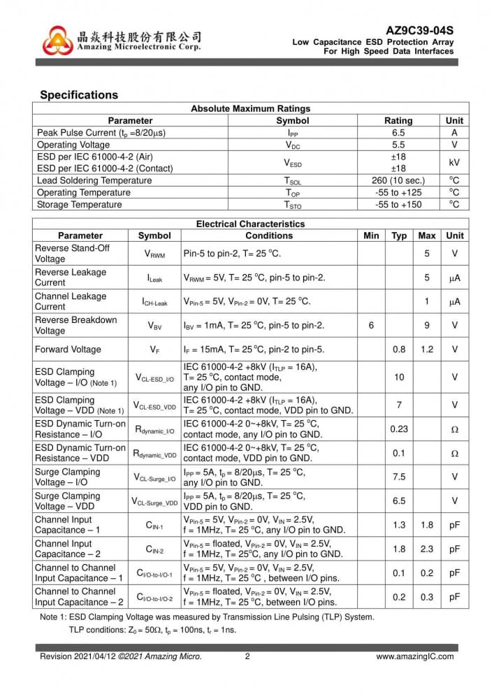 AZ9C39-04S datasheet page 2