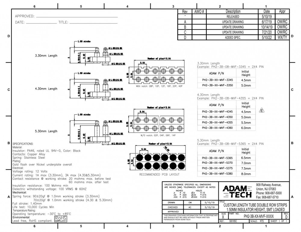 ADAM TECH PH2-3B-XX-MVF-XXXX connector drawing