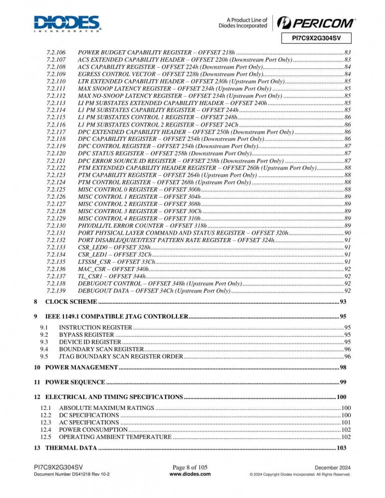PI7C9X2G304SVAFDEEX datasheet page 8