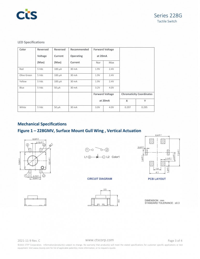 CTS 228G series datasheet page 3