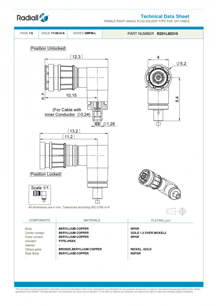 R201L80310 product sheet, page 1