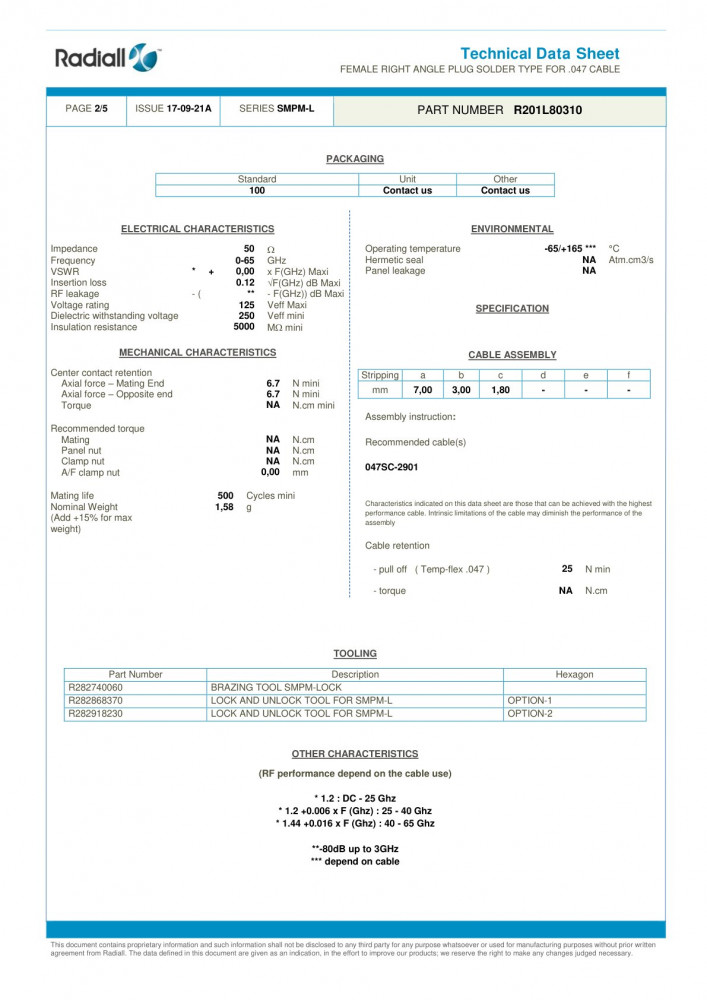 R201L80310 product sheet, page 2
