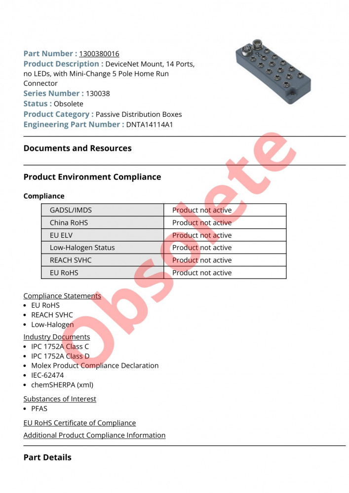 Technical document image 1 for MOLEX 1300380016