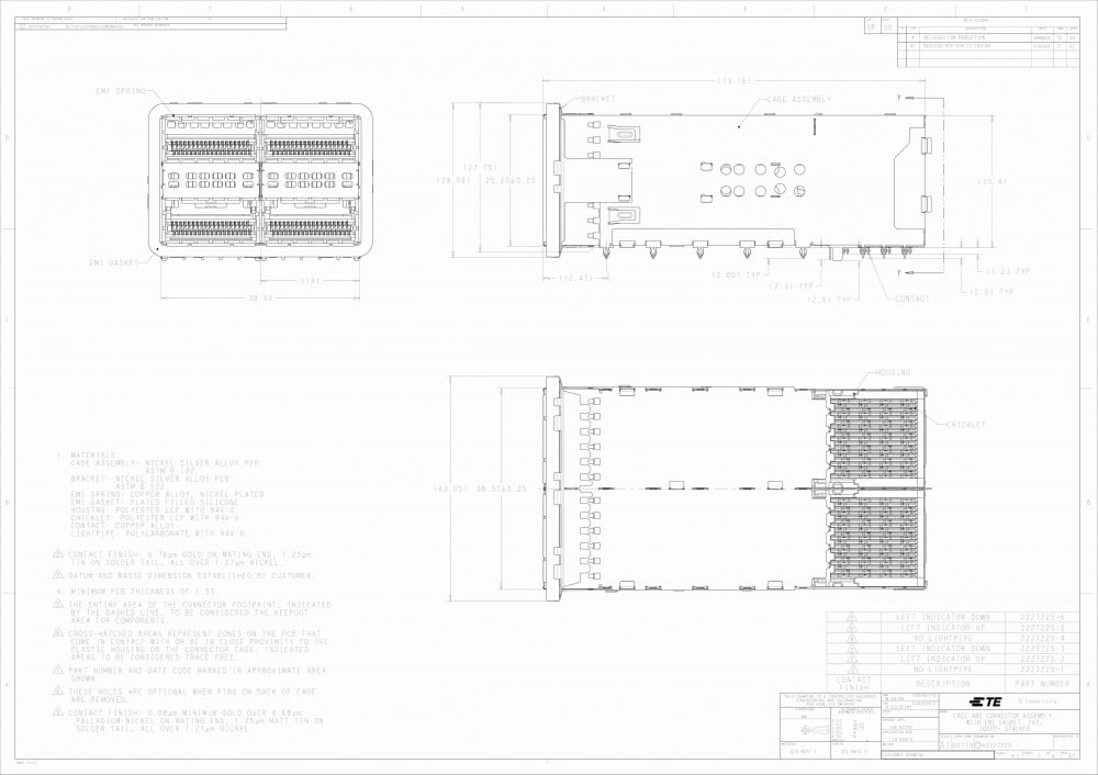 TE Connectivity 2227225-1 drawing page 1