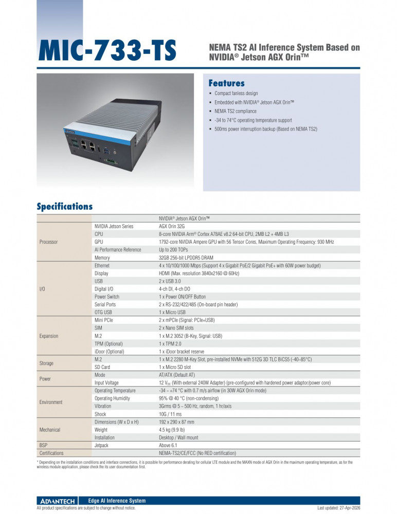 MIC-733-TS technical document page 1