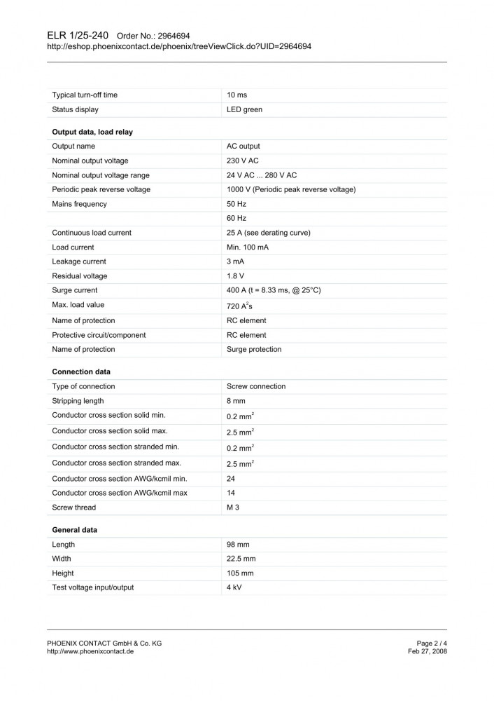 Phoenix Contact 2964694 technical document page 2