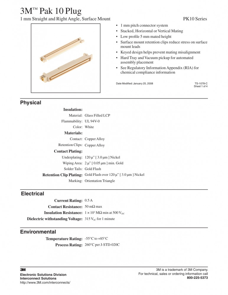 3M PK10 series technical document page 1