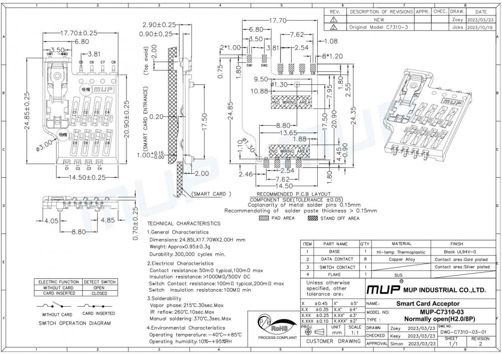 MUP C7310-03 technical document page