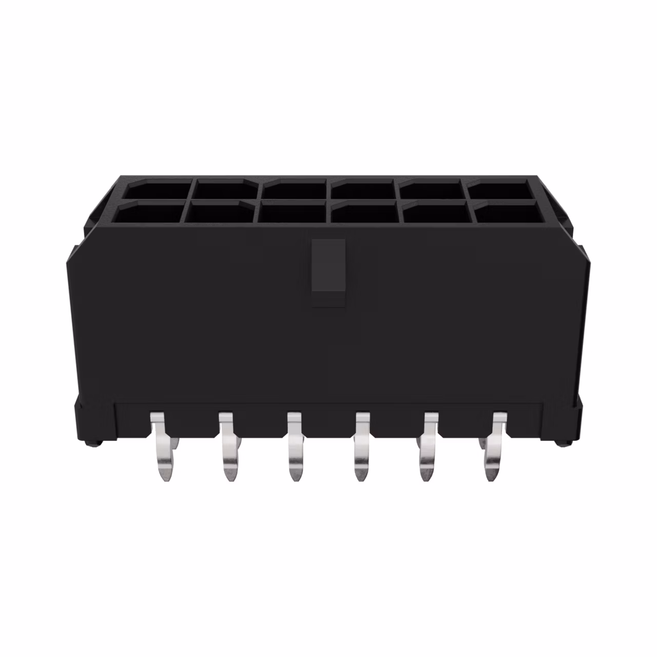 Micro-Fit 3.0 Vertical Header, 3.00mm Pitch, Dual Row, 12 Circuits, with PCB Polarizing Peg, 0.38µm Gold Plating, Glow-Wire Capable, Black, Tape and Reel, without Pick and Place Cap for sale