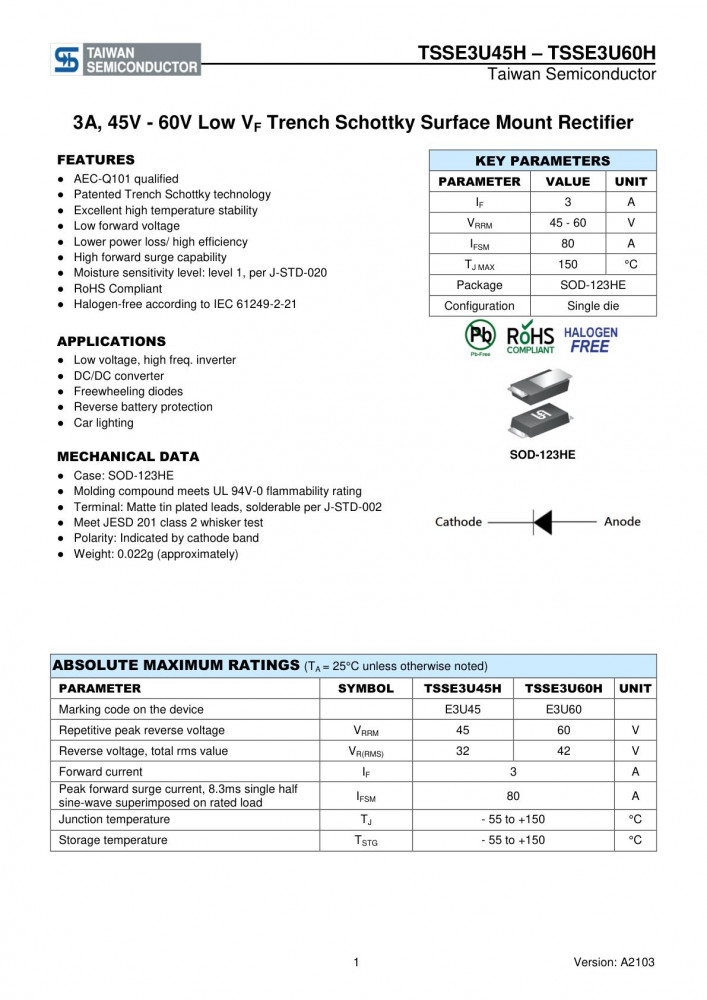 TSSE3U45H datasheet page 1