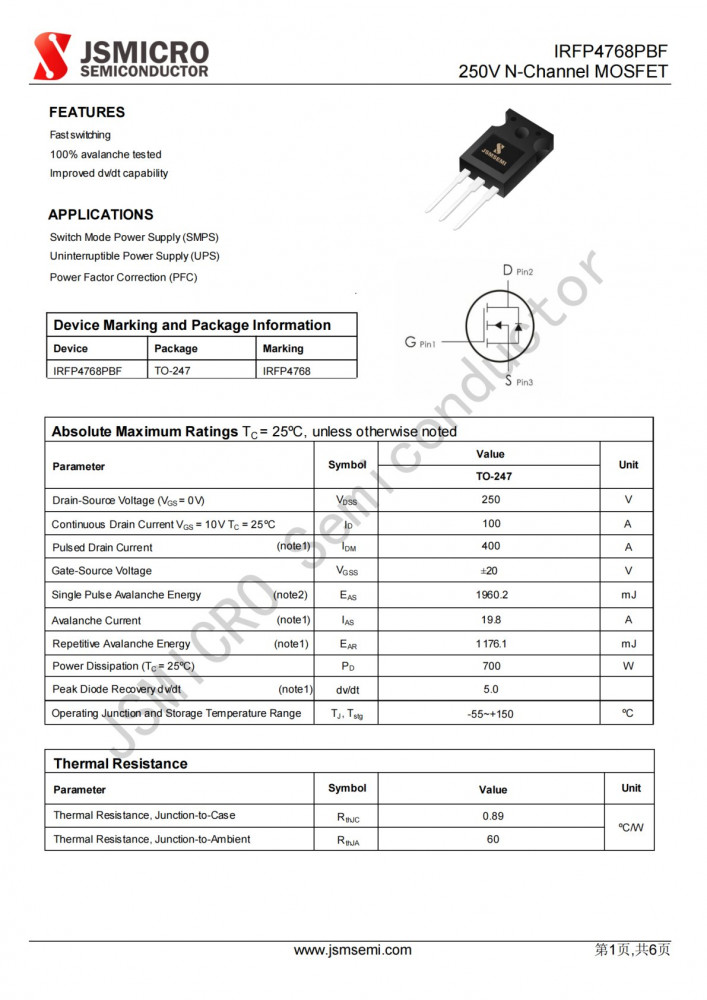 IRFP4768PBF-JSM datasheet page 1