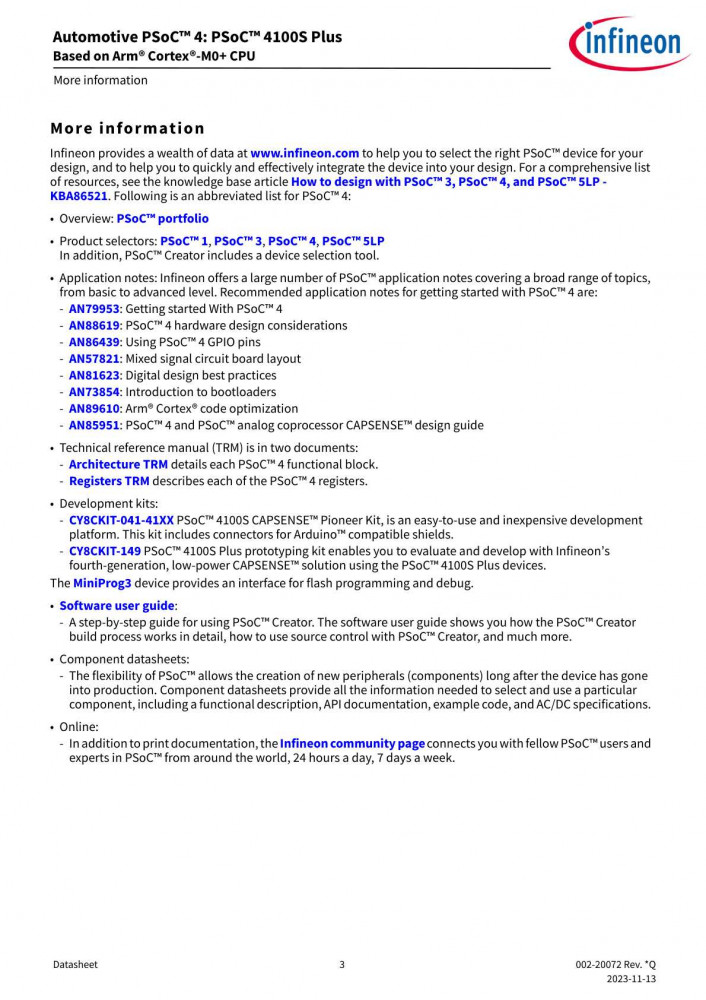Infineon PSoC 4100S Plus datasheet page 3