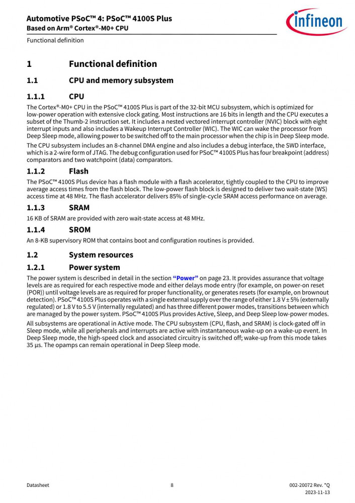 Infineon PSoC 4100S Plus datasheet page 8