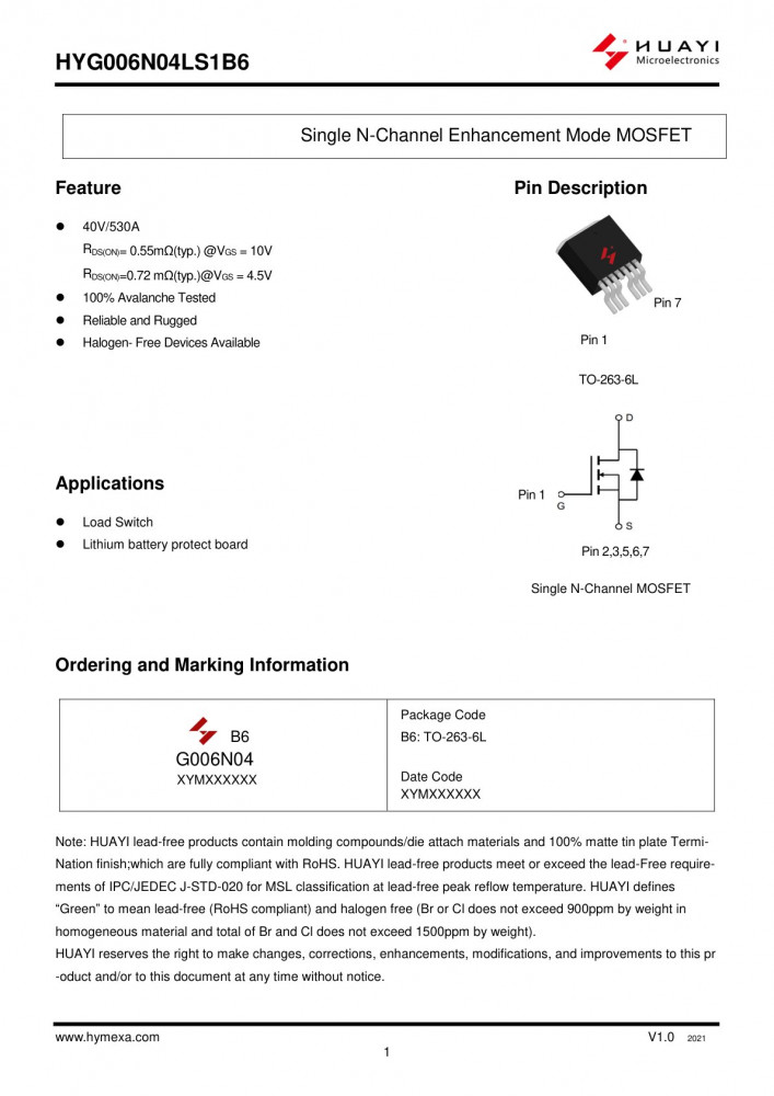 HYG006N04LS1B6 datasheet page 1