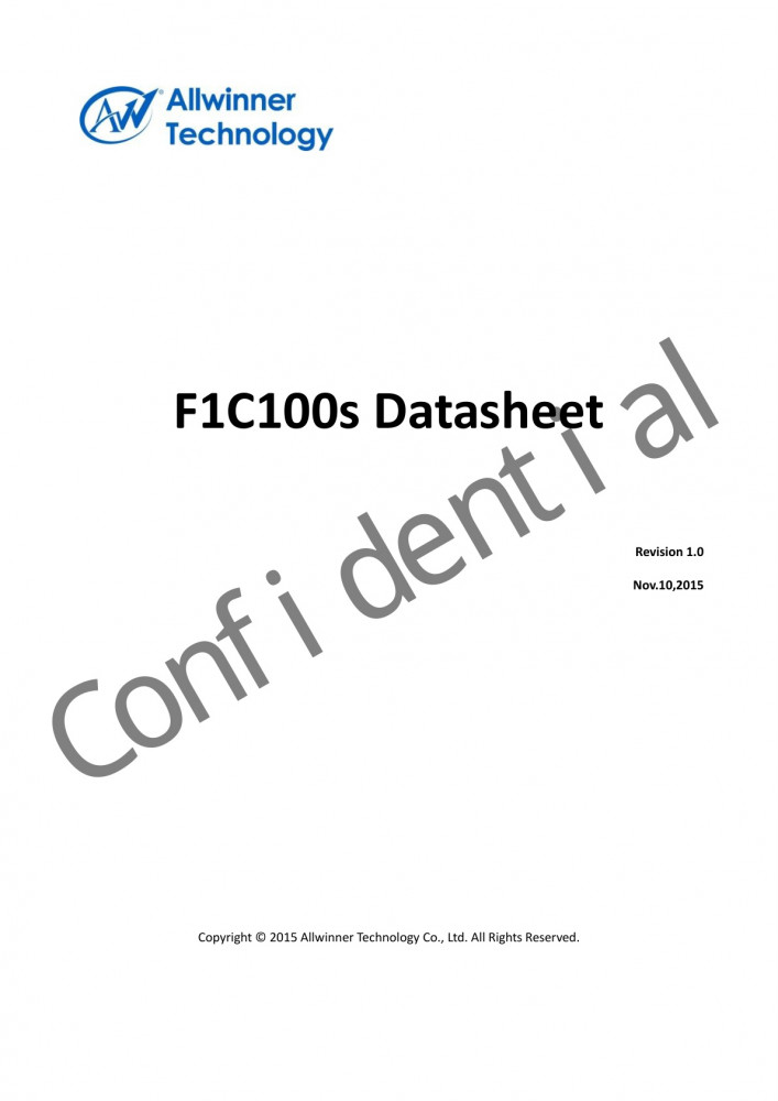 F1C100S datasheet page 1