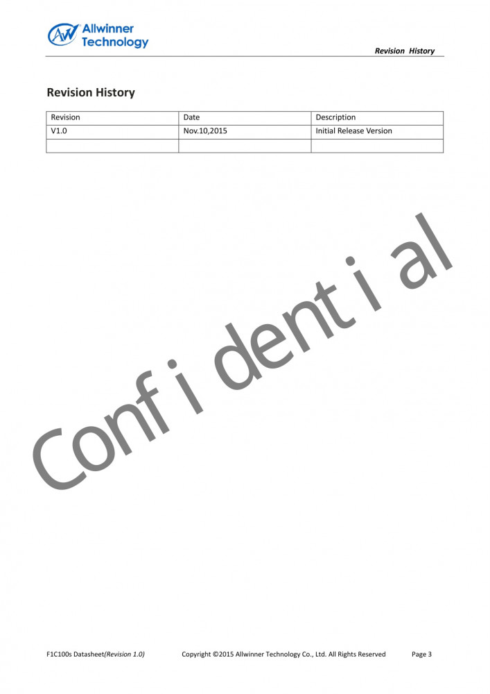 F1C100S datasheet page 3
