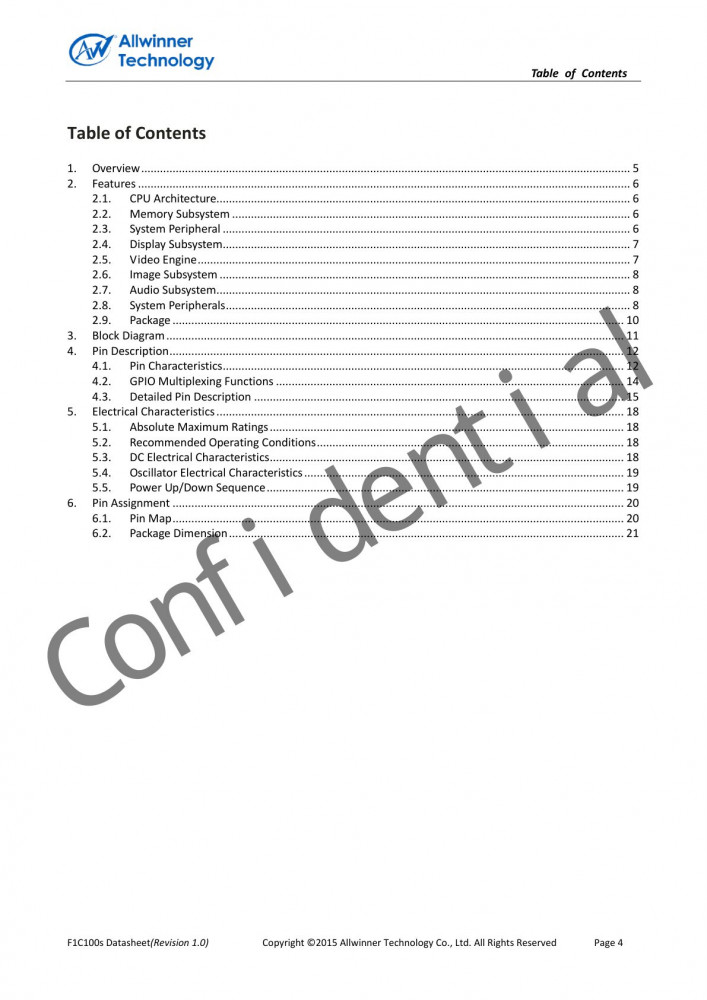F1C100S datasheet page 4
