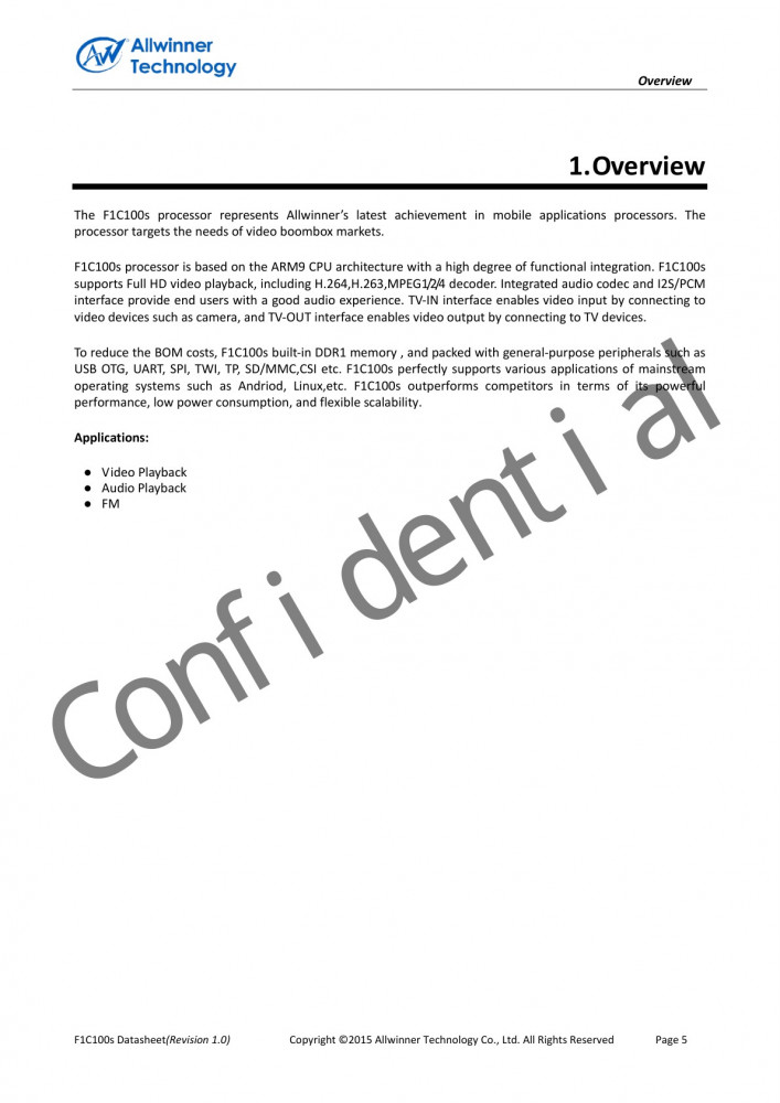 F1C100S datasheet page 5
