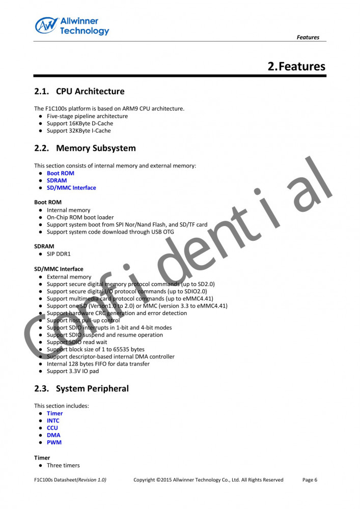 F1C100S datasheet page 6