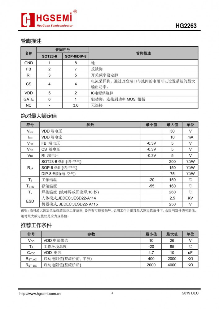 HG2263 technical document page 3