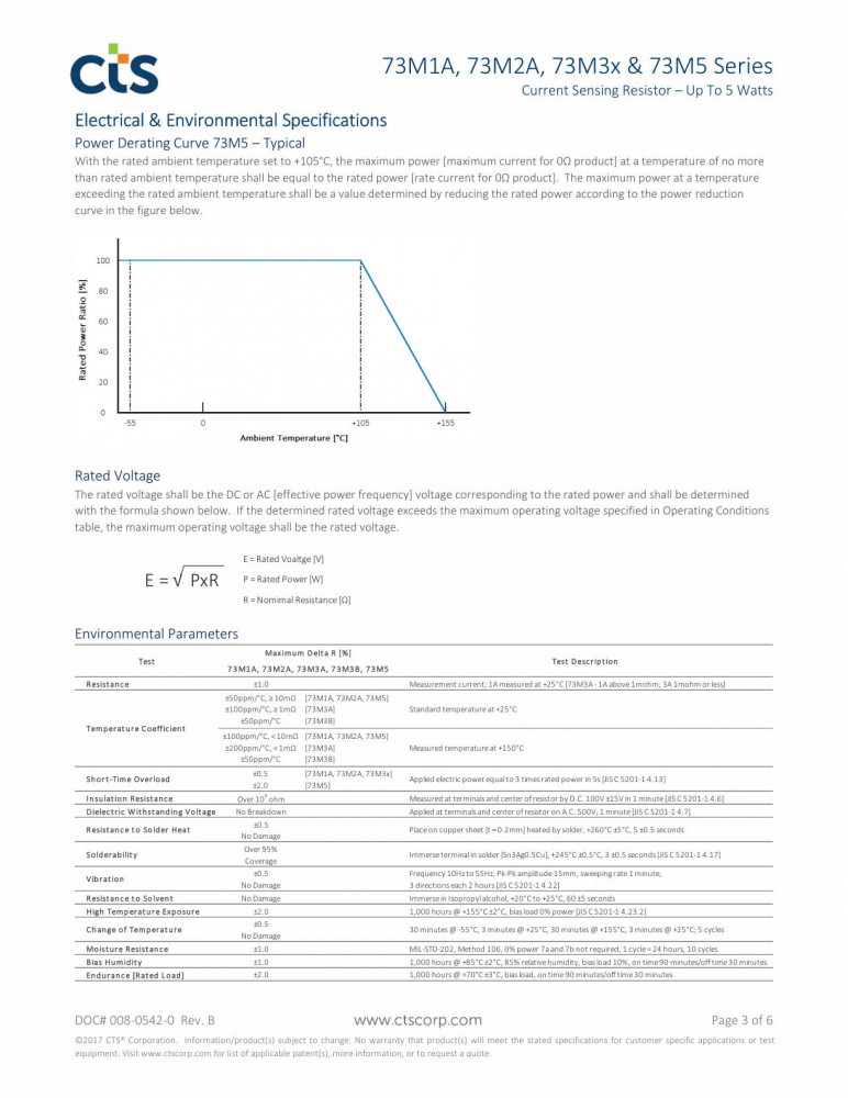 CTS 73M series datasheet page 3
