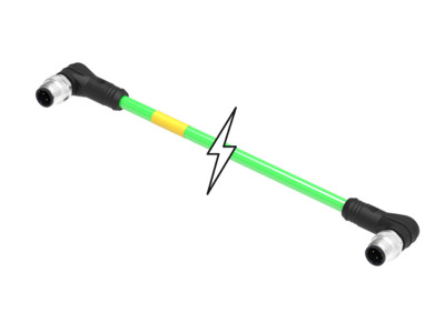 Micro-Change (M12) Single-Ended Cordset, 4 Poles, D-Coded, Male (90°) to Pigtail, 24 AWG, Teal PUR WSOR Cable, 3.0m (9.84') Length