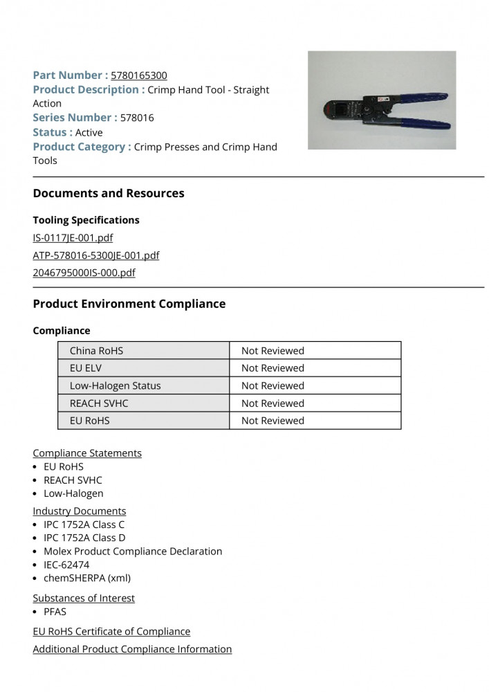 Tooling document preview, page 1