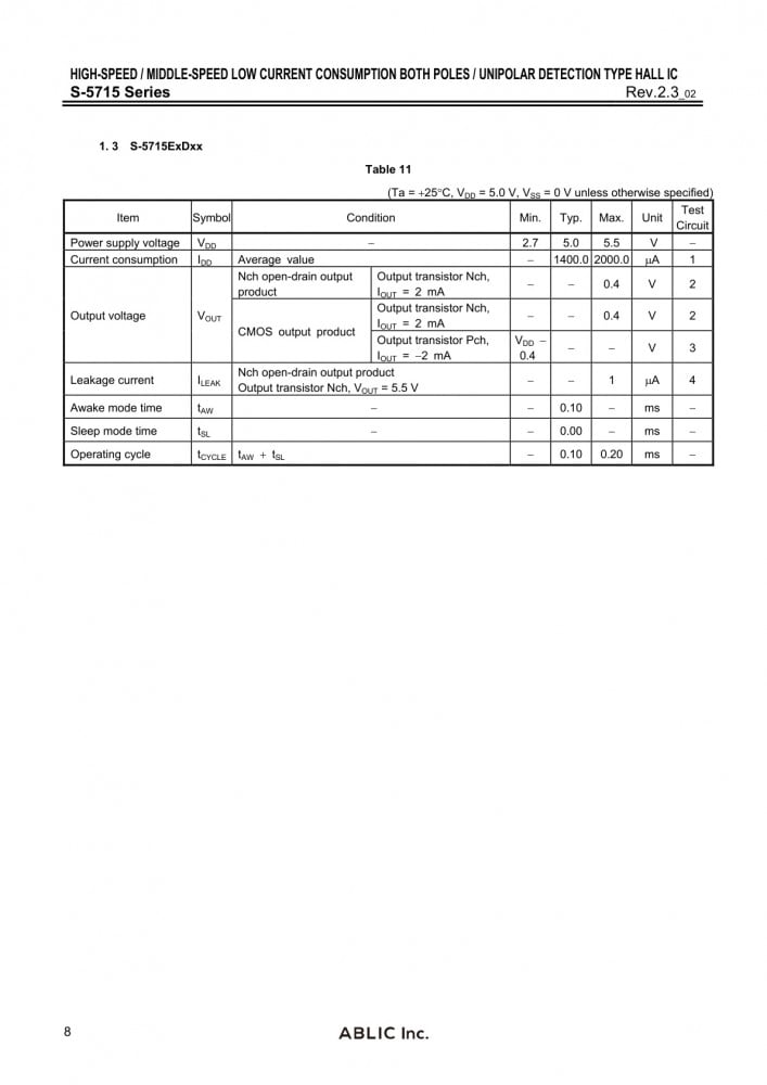 ABLIC S-5715 datasheet page 8