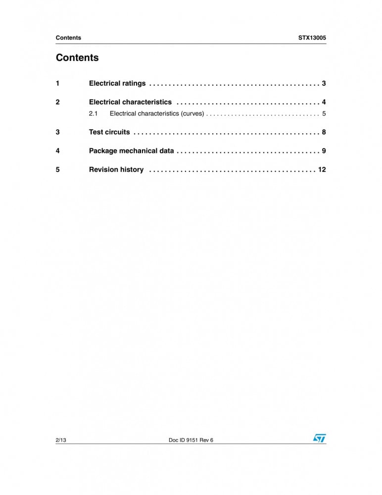STX13005 datasheet page 2