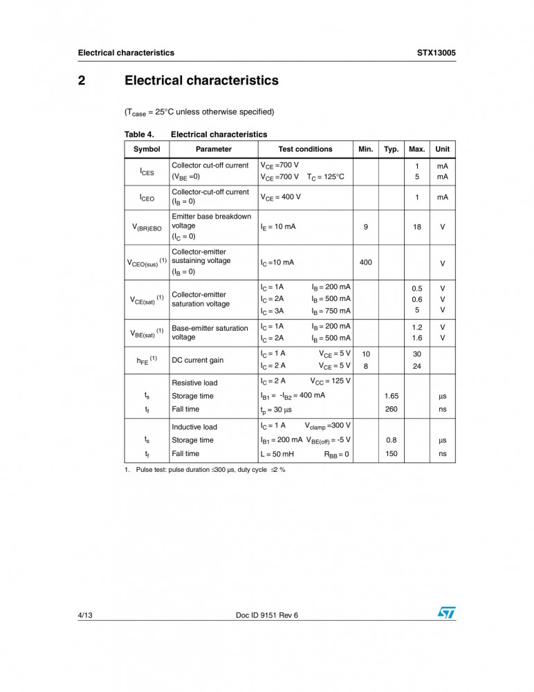 STX13005 datasheet page 4