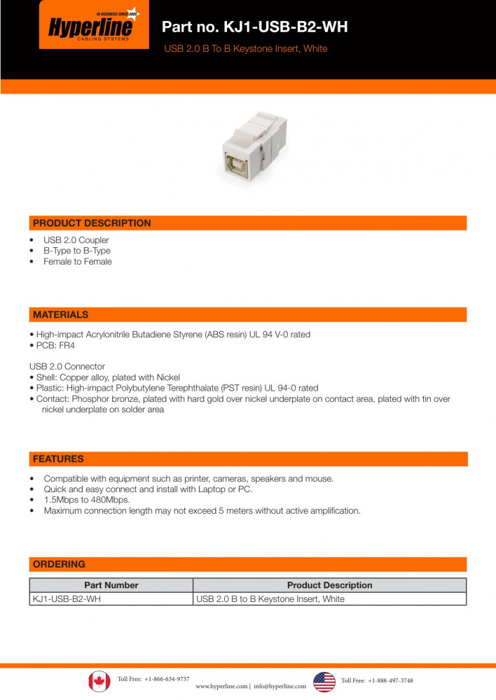 KJ1-USB-B2-WH product document preview