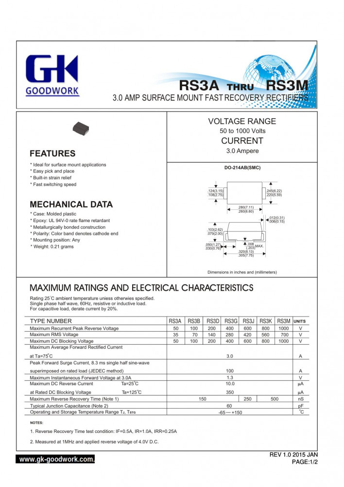 GOODWORK RS3M-SMC datasheet page 1