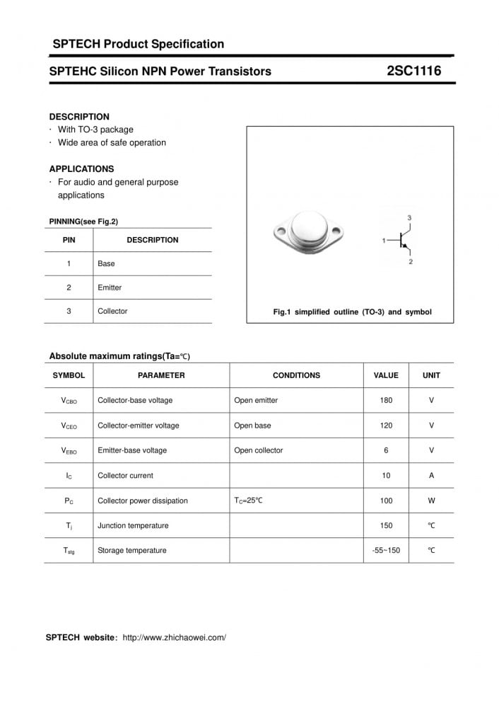 2SC1116 technical document page 1