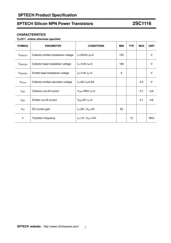 2SC1116 technical document page 2