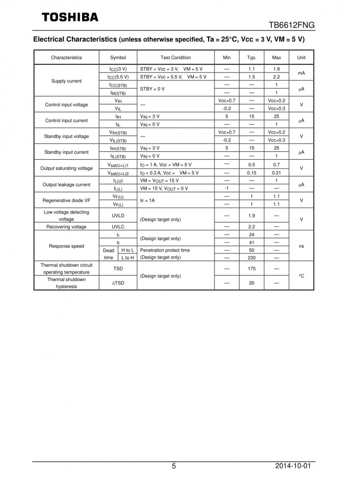 TB6612FNG datasheet page 5