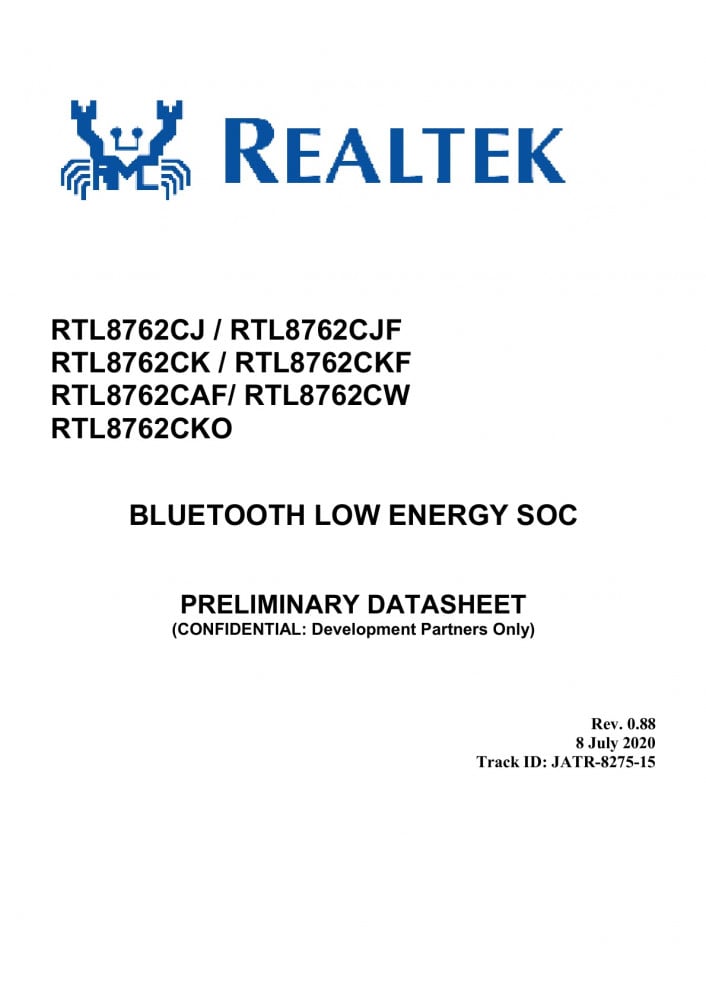 RTL8762C datasheet page 1