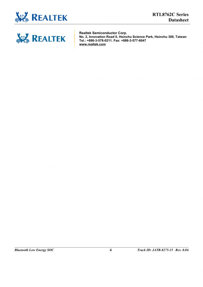 RTL8762C datasheet page 2