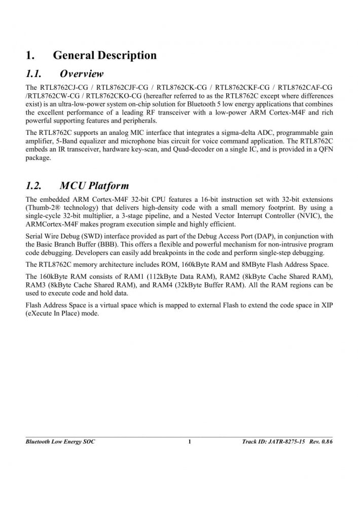 RTL8762C datasheet page 9