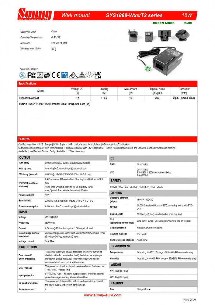RPS-ICR4-WR2-M product specification page 1