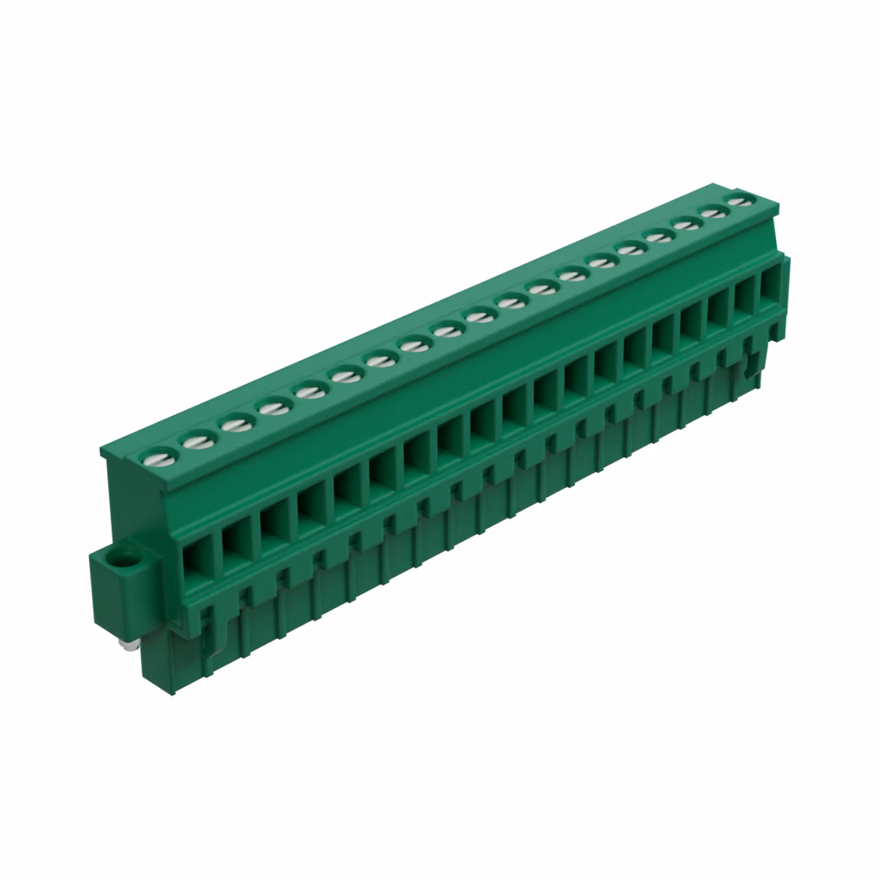 5.00mm Pitch Eurostyle Vertical Plug, with Retention Screws and Reverse Imprinting, Front Wire Entry, Green Housing, 19 Circuits for sale