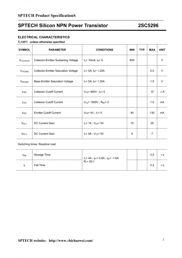 2SC5296 SPTECH datasheet page 2