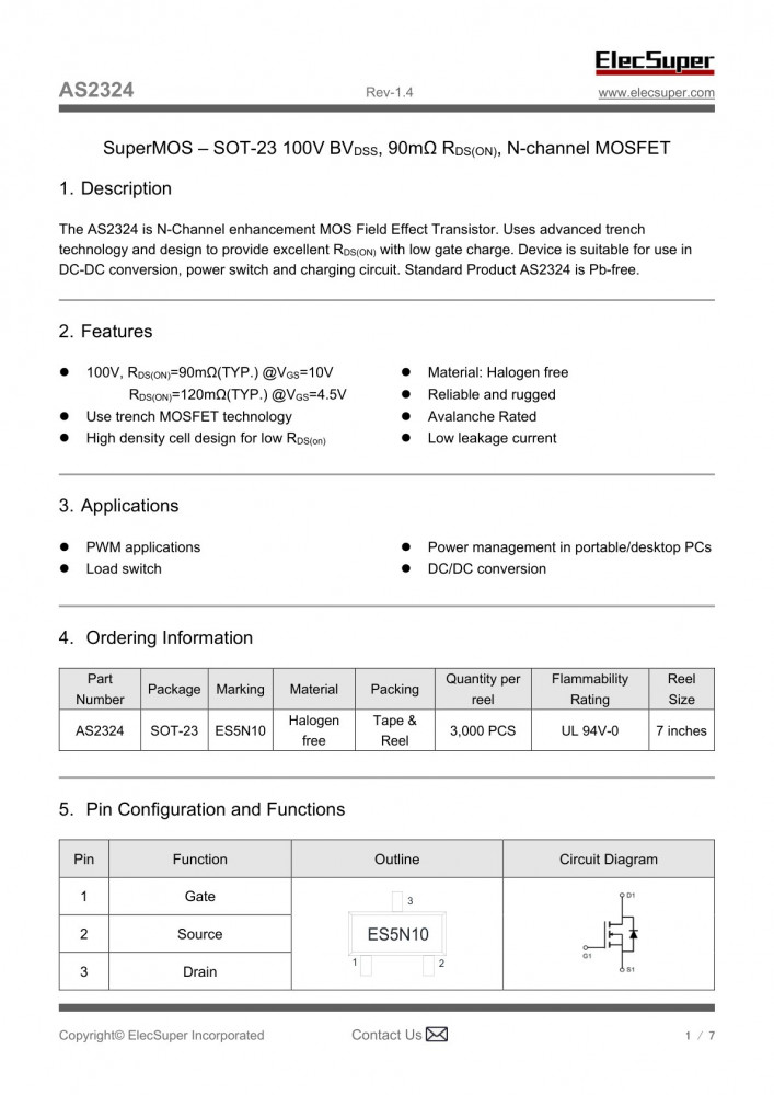 AS2324 datasheet page 1