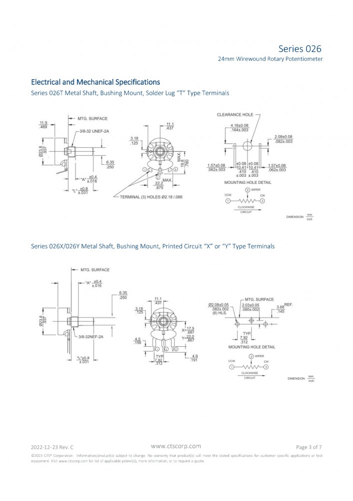 Series 026 datasheet page 3