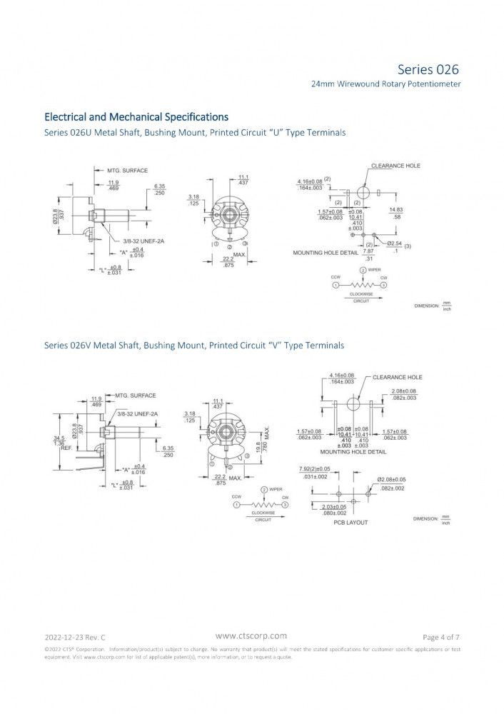 Series 026 datasheet page 4