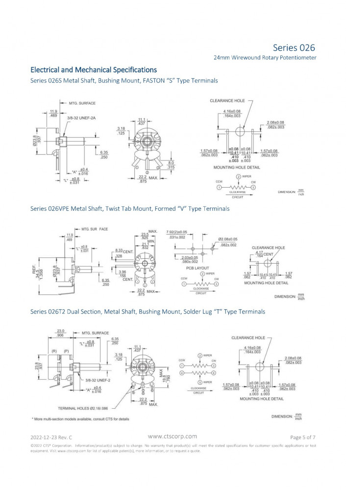 Series 026 datasheet page 5