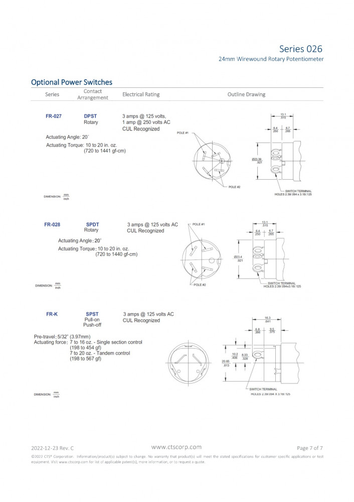 Series 026 datasheet page 7