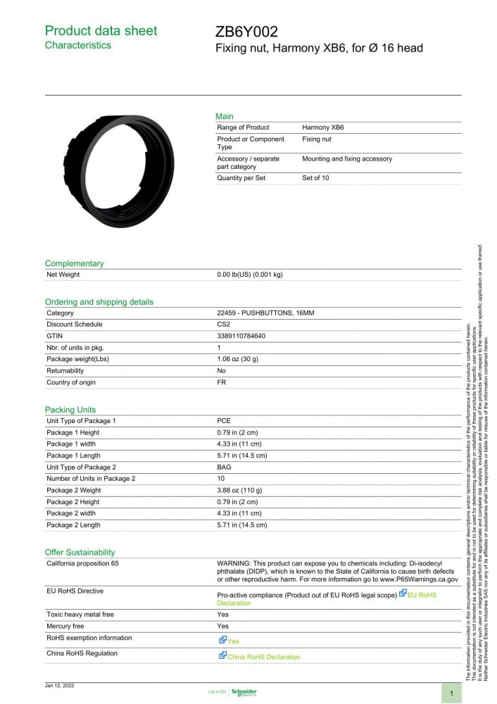 ZB6Y002 technical document page 1