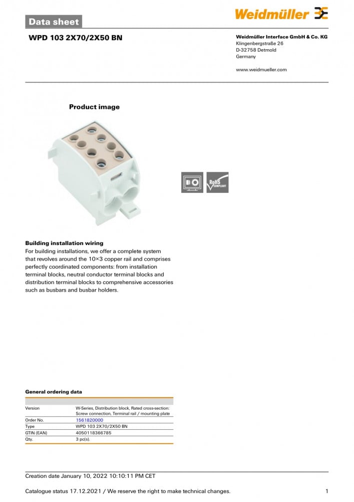 WPD 103 technical document page 1